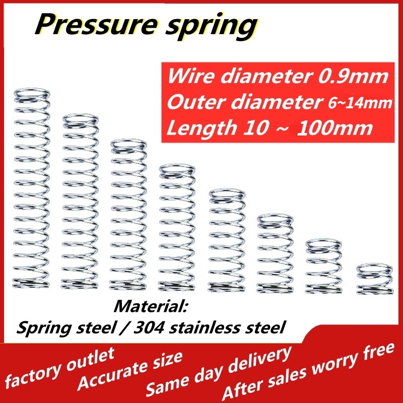 SUS304 stainless steel 5pcs Pressure spring wire diameter 0.9mm outer ...