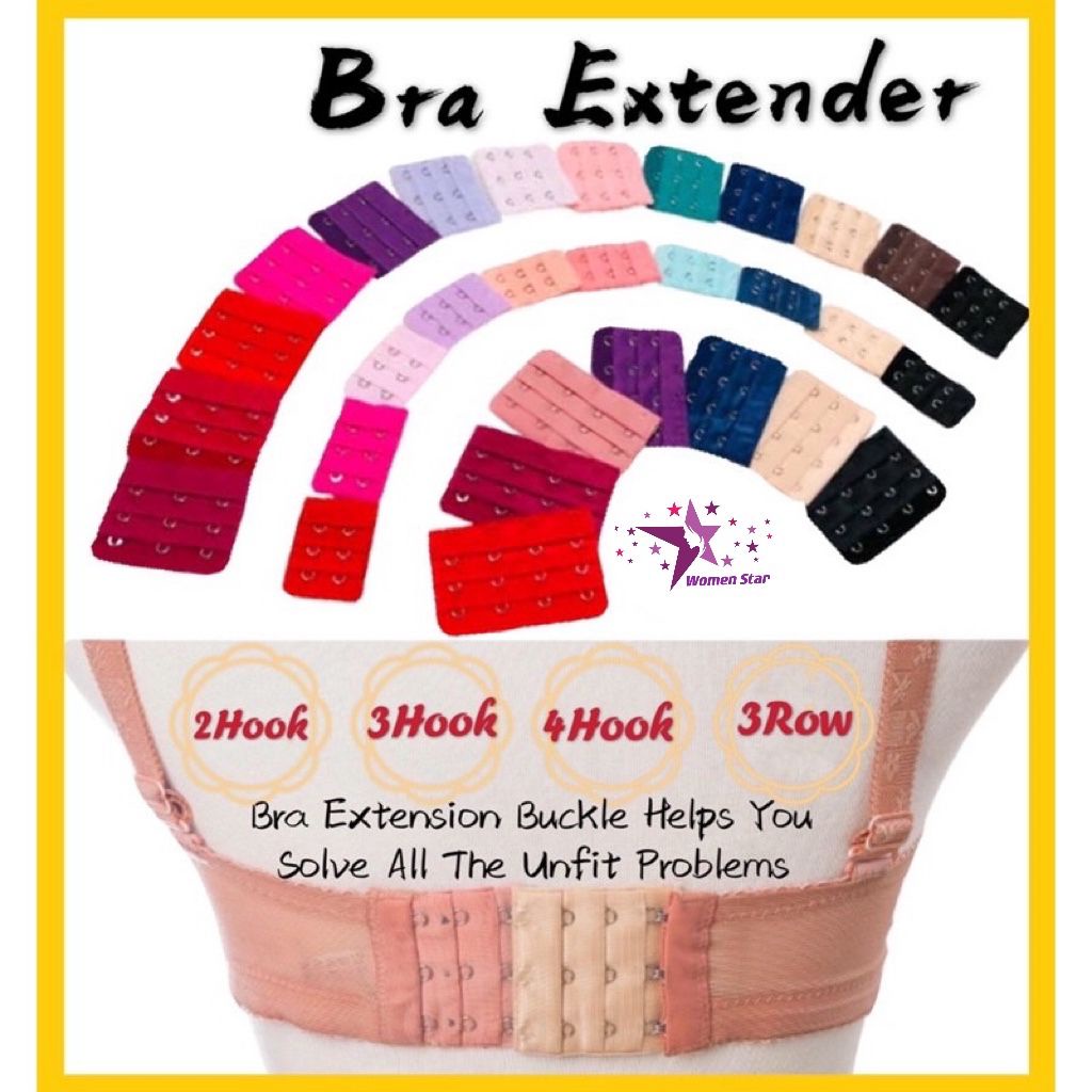 Bra Extender Extension 2/3/4Hook Extension 3Row Bra Tali Tambahan ...