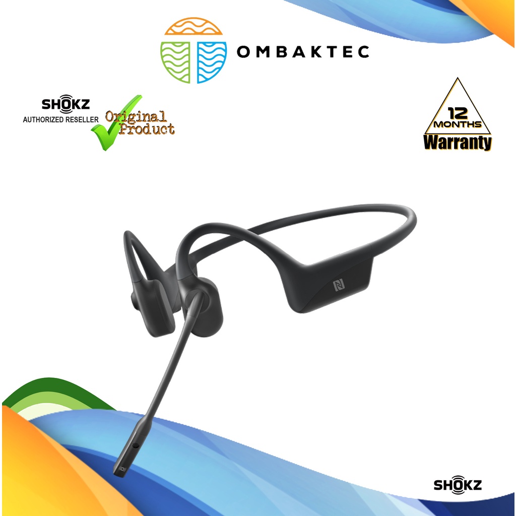 SHOKZ OPENCOMM Bone Conduction Stereo Bluetooth Headset with Noise-Canceling Boom Mic - C102 ...