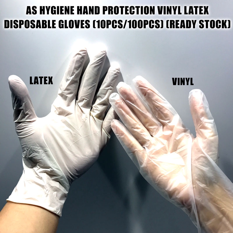 AS Hygiene Hand Protection Vinyl Latex Disposable Gloves (10pcs) (Ready ...