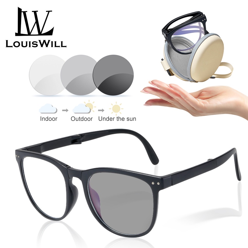 LouisWill Folding Photochromic Sunglasses Fashion Vintage Glasses With ...
