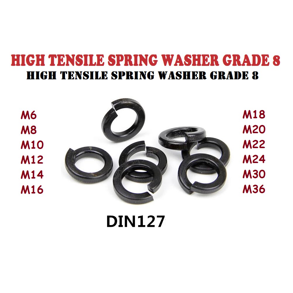 High Tensile Black Steel Spring Washer M6 M8 M10 M12 M14 M16 M20 M22 ...