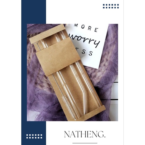 [READY STOCK] NATHENG Minimalistic Glass Straw Reusable Glass Straw ...