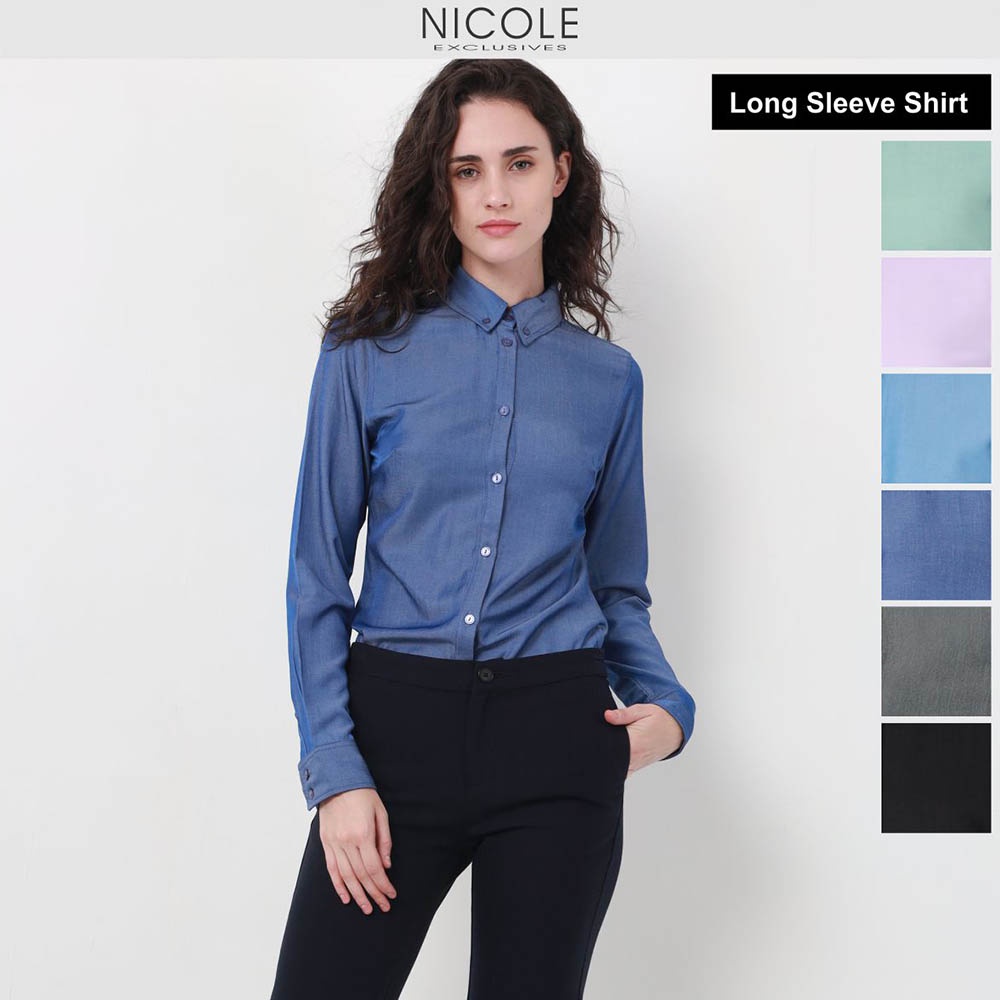 Nicole Exclusives Long Sleeves Collared Shirt -6- Color | Shopee Malaysia