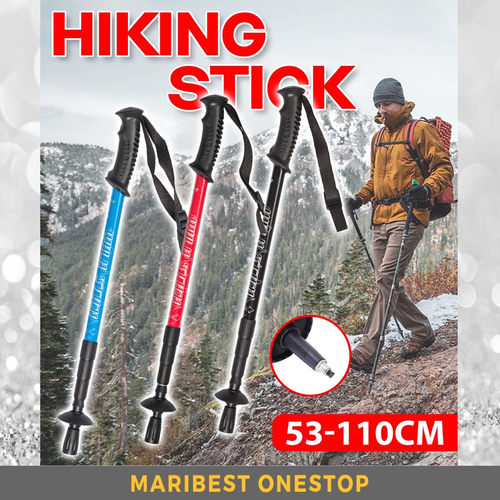 Hiking Stick Light Weight Trekking Pole Anti-Shock Adjustable Aluminium ...
