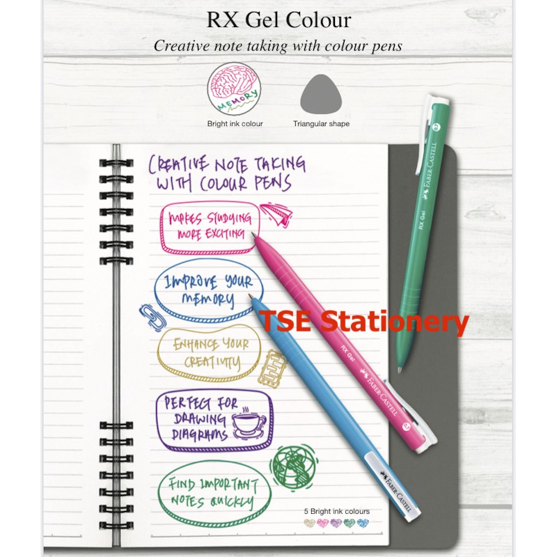 Faber-Castell RX Gel Colour Pen 0.7mm RXGel Green, Gold, Purple ...