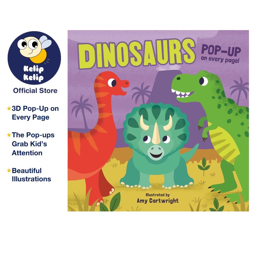 Dinosaurs Roar Pop Up Story Book for Kids To Learn About Dinosaurs ...