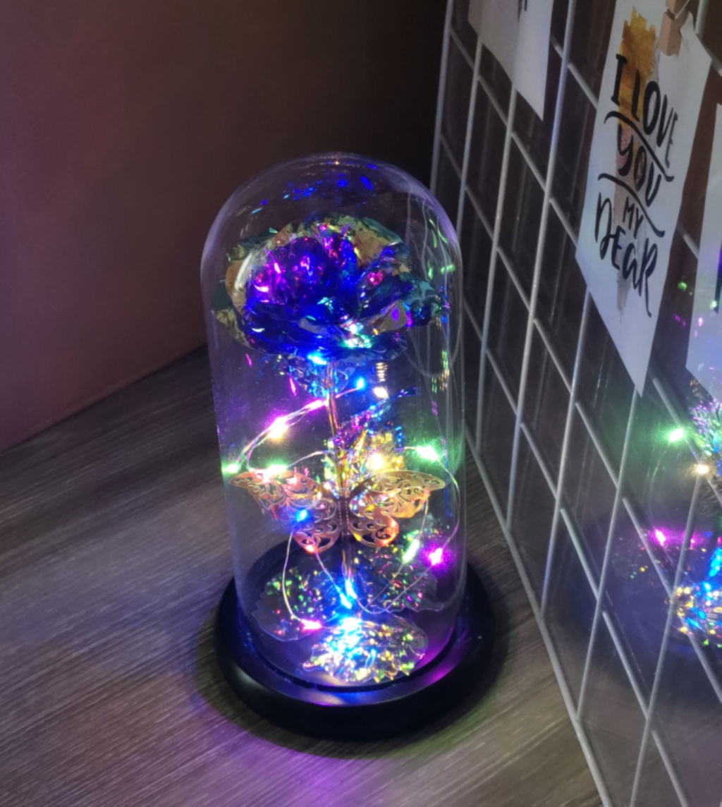 LED Light Rose with Butterfly in Glass Dome with Plastic Base (free ...