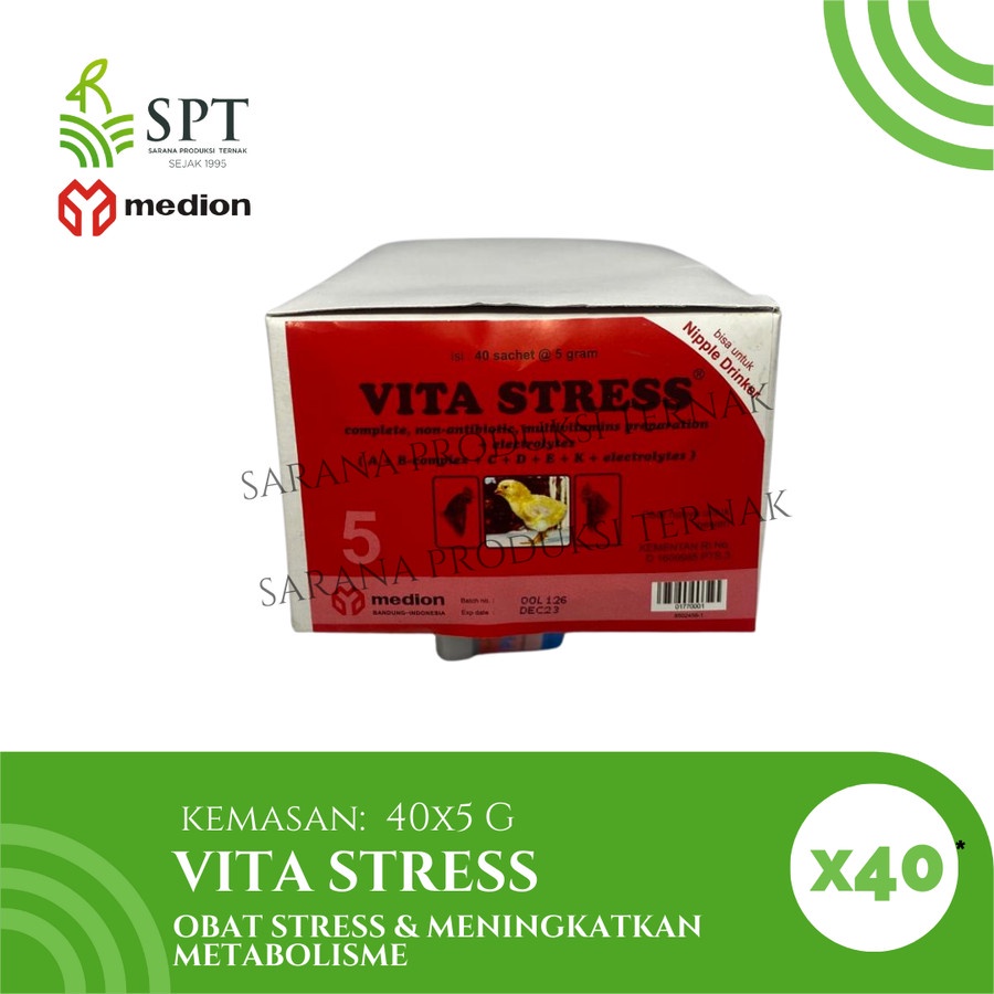 Medion VITA STRESS VITASTRESS 40x5g Chicken Medicine 1box BOX | Shopee ...