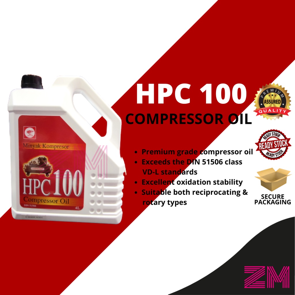 HPC100 Compressor Oil Minyak Kompresor DIN51506 (4L) | Shopee Malaysia
