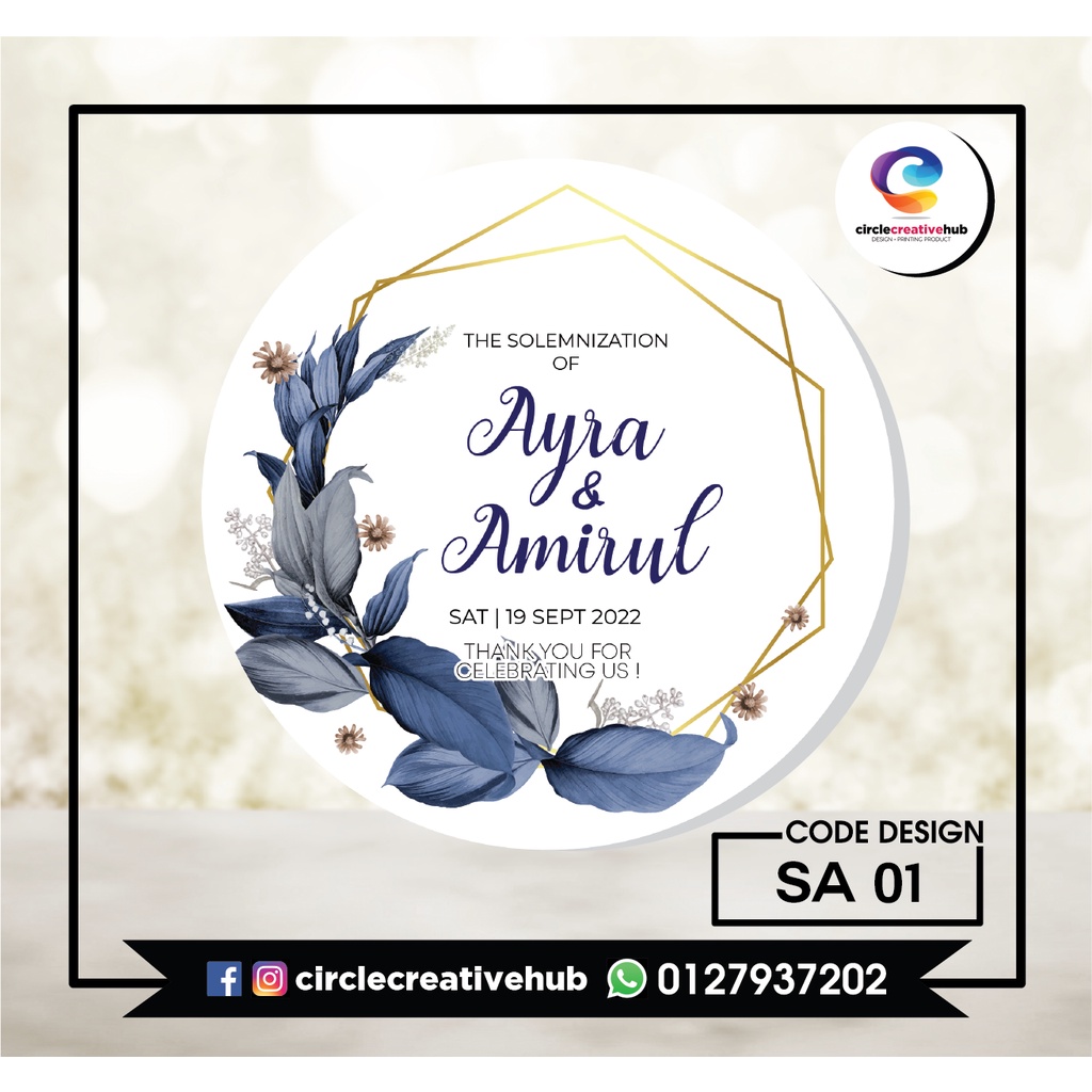 [DESIGN 2022] BLUE THEME STICKER DOORGIFT | STICKER MAJLIS KAHWIN ...