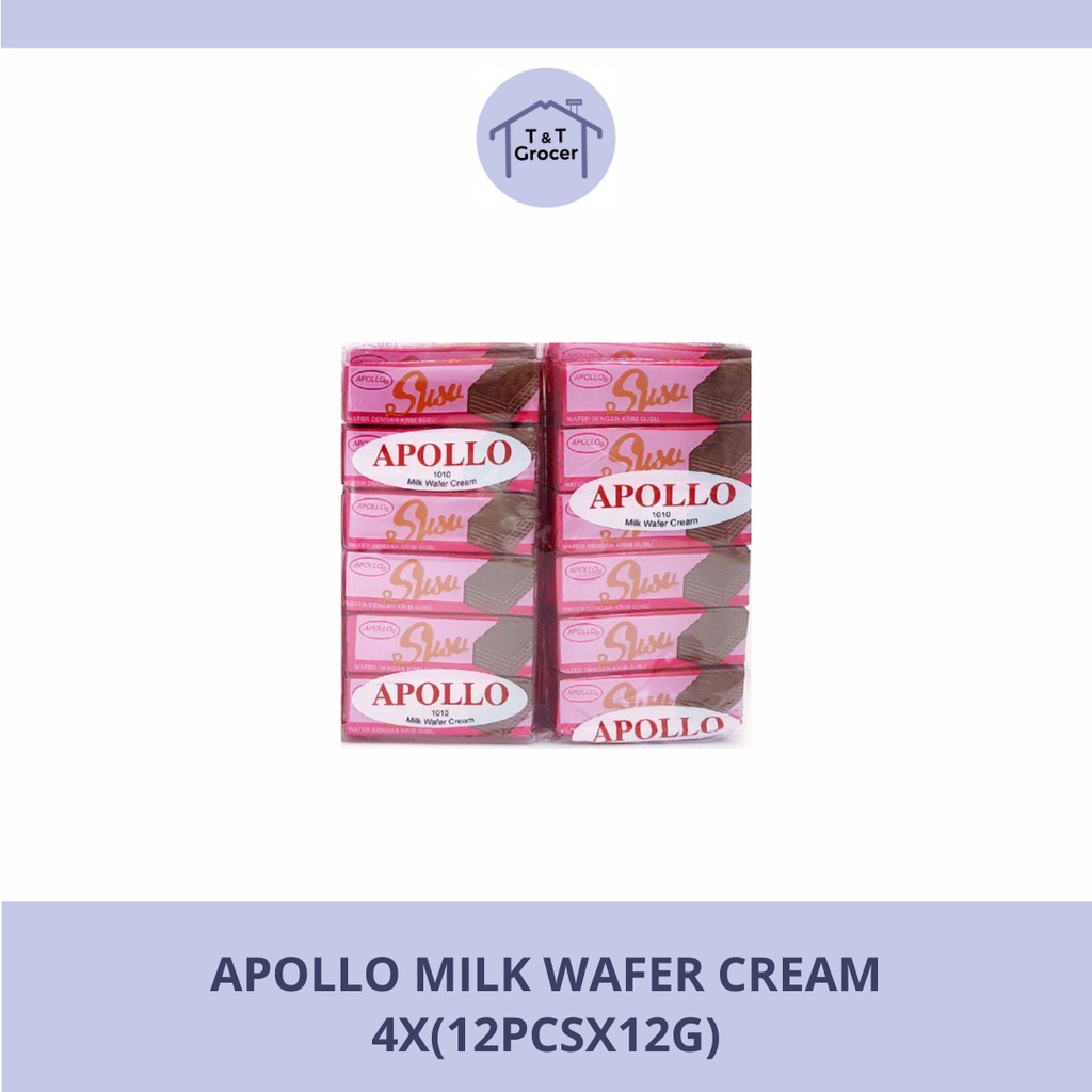 Apollo Milk Wafer Cream/ Apollo Milk Chocolate Wafer Cream 4x(12pcsx12g ...