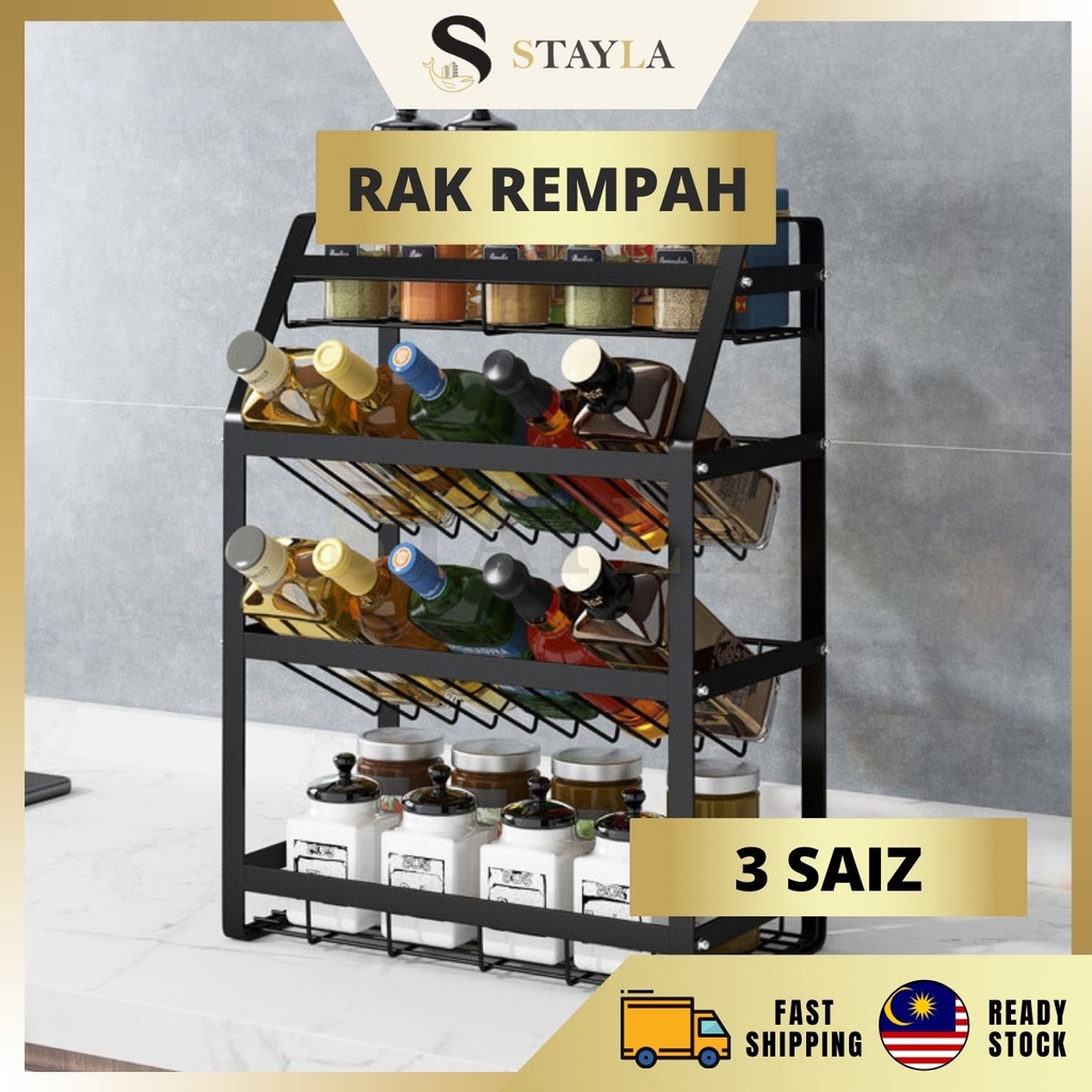 【Stayla】Rak Rempah Dapur Serbaguna Kitchen Storage Rack Spice Rack ...