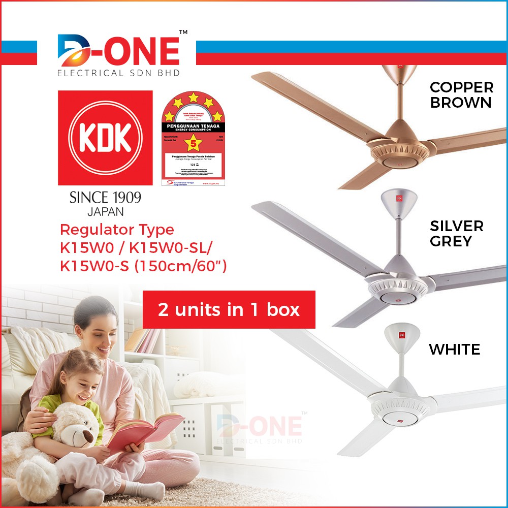 KDK Ceiling Fan - Decoractive Regulator Type (150cm/60″) K15W0 / K15W0-SL / K15W0-S | Shopee ...