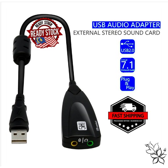 Audio External Sound Card Adapter 5HV2 USB 2.0 Virtual 7.1 Channel | Shopee Malaysia