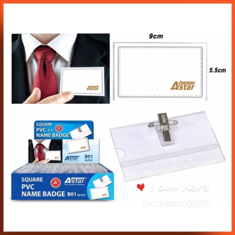 Astar Name Badge Pvc Name Tag Holder With Clip B01 (Pcs) ID Card Holder ...