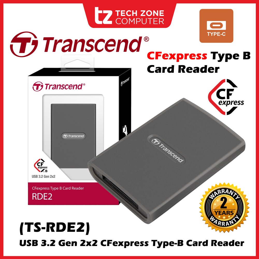 Transcend RDE2 Card Reader CFexpress Type B USB 3.2 2x2 Type C (Black ...