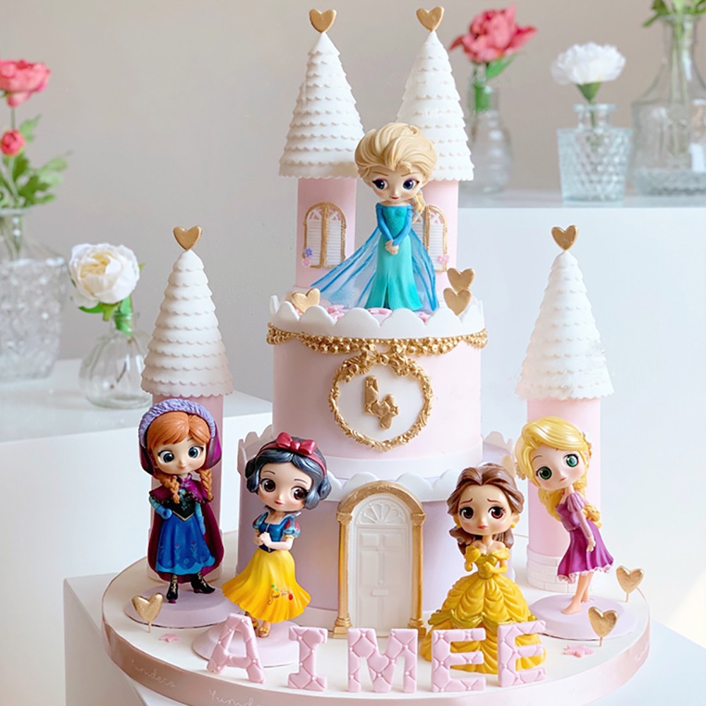 12 Design Kid Toys Princess Cute doll Cartoon Anime Figurines Cake ...