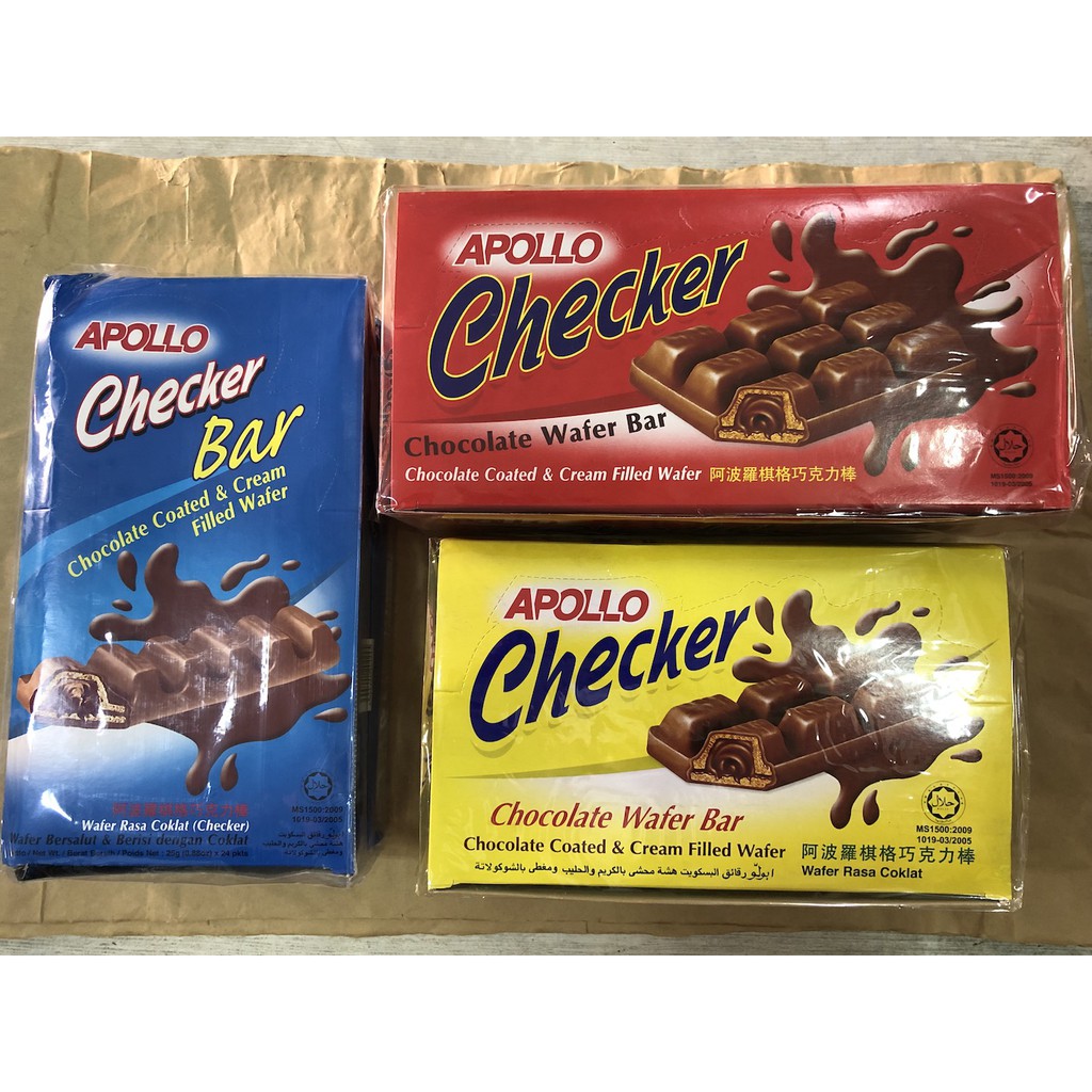 Apollo Checker Chocolate Wafer Bar/Wafer Rasa Coklat阿波罗棋格巧克力棒Assorted ...