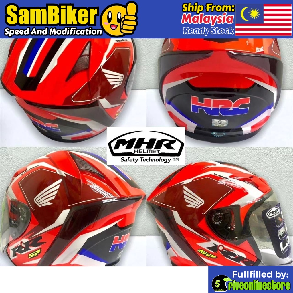 MHR BEATZ OF622 Trico Red Honda Edition Racing Helmet Open Face Trico RR with Visor Wave Dash ...