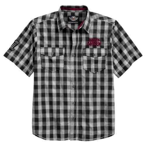 96599-17VM H-D Men's Chain Stitch Plaid Short Sleeve Woven Shirt ...