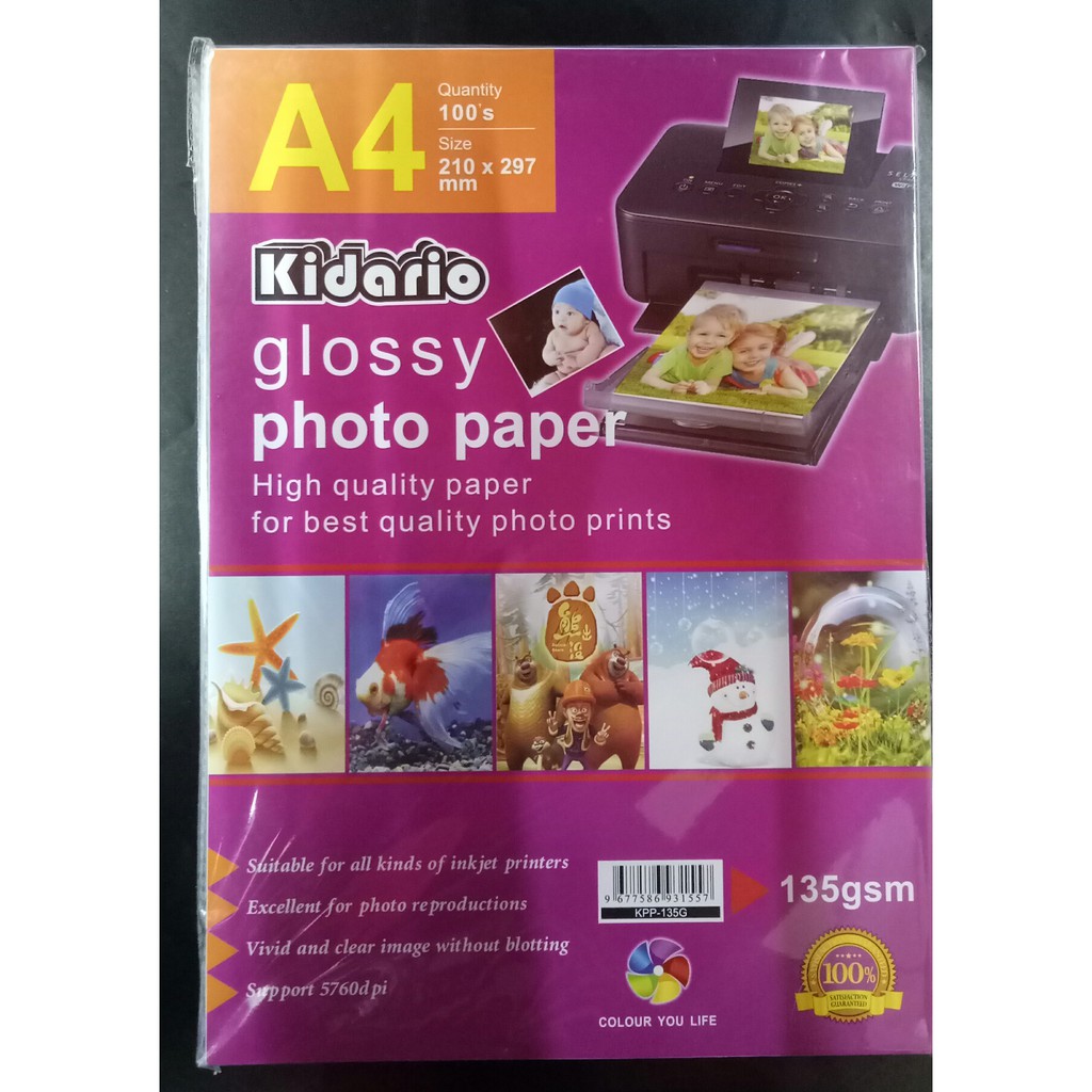 Kidario Glossy Photo Paper 135gsm 100sheets | Shopee Malaysia