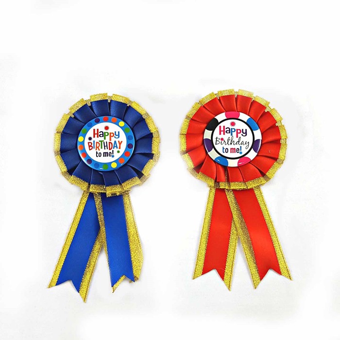 Happy Birthday Award Ribbon Badge Birthday Party Favor Blue Red ...