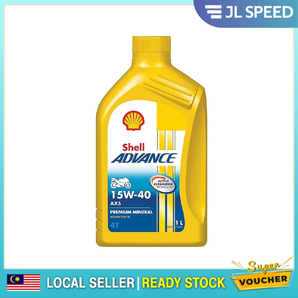 4T SHELL ADVANCE AX5 15W-40 1L API SL JASO MA 100% ORIGINAL MINYAK ...