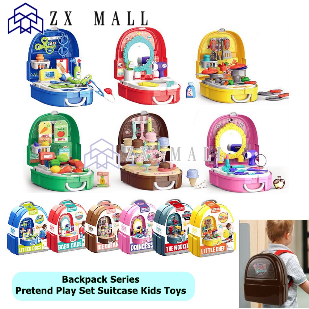 Backpack Series Pretend Play Set Suitcase Kids Toy Children Toys Mainan ...