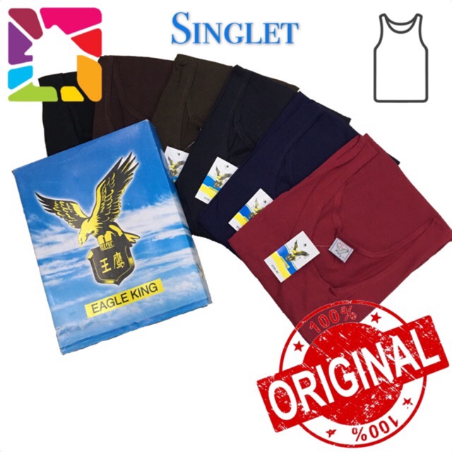EAGLE KING™ Pagoda Men’s Mix Colour Singlet CAP HELANG Kain Sejuk ...