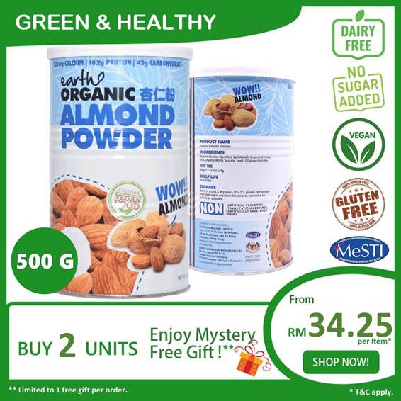 Earth Living Organic Almond Powder 有机杏仁粉 500g | Shopee Malaysia