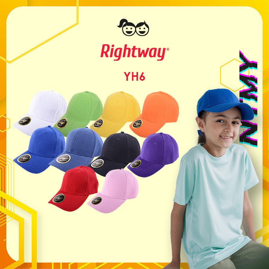 Rightway YH6 NTMY.os Kids Baseball Cap Velcro Stripe 6 Panel Plain ...