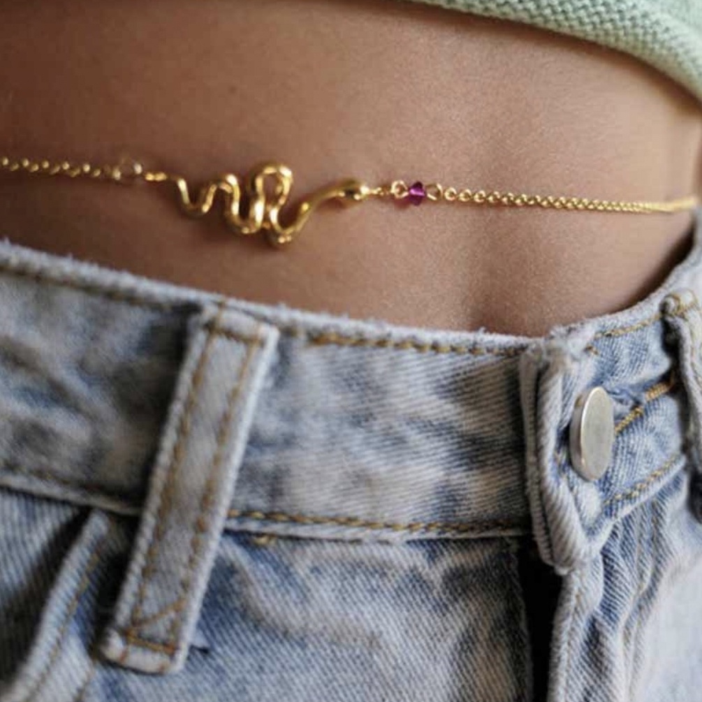 Sexy Snake Waist Chain Snake with Red Crystal Belly Chain | Shopee Malaysia