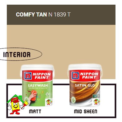 N 1839T COMFY TAN • 5L • EasyWash • Satin Glo • Nippon • Interior ...