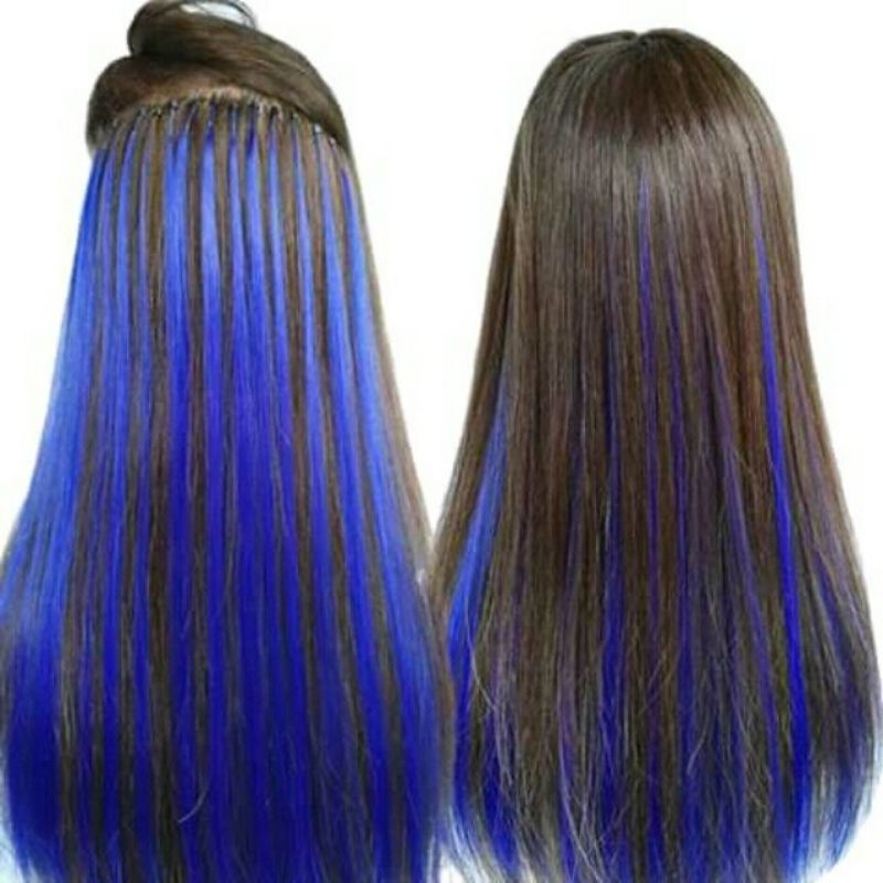 Wholesale 100 lines of cobalt blue hair extensions 50-60cm | Shopee ...