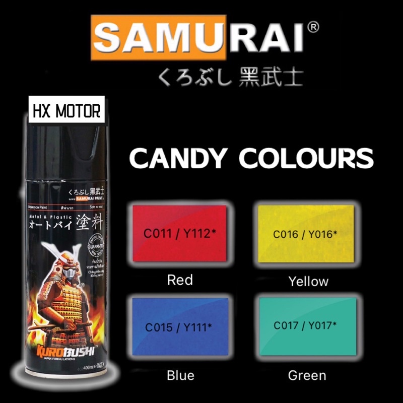 SABAH&SARAWAK CANNOT POS🔥SAMURAI Spray Paint@ CANDY COLOURS 🔥 C011/Y112 ...