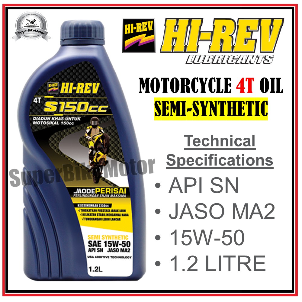 [1.2 Litre] HI-REV S150 CC 4T 15W-50 Semi-Synthetic Oil (Motorcycle ...