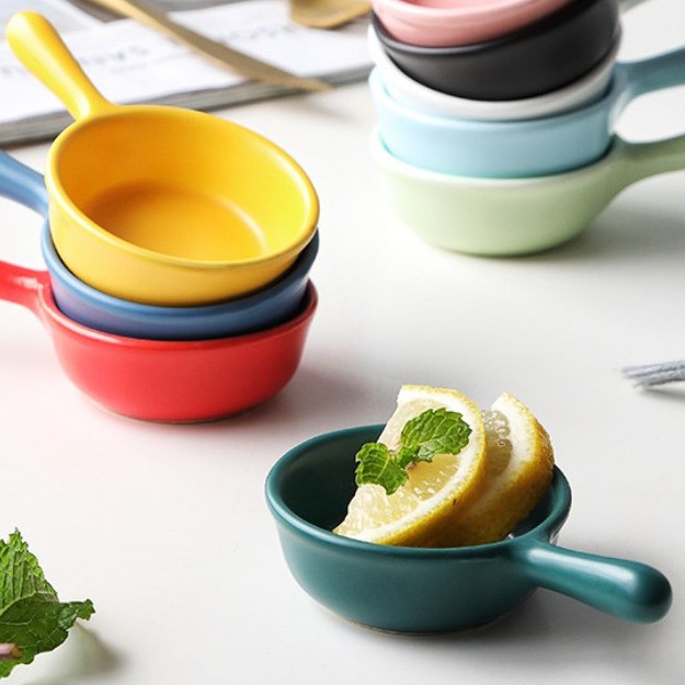 [Ready Stock ]Mini Ceramic Dipping Bowl Sauce Plate Wt Handle Seasoning ...