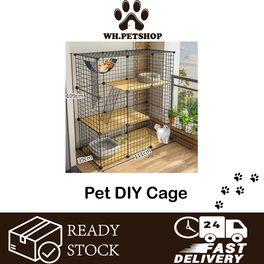 DIY Pet Cage Panel Fence Cats Rabbits Cats Iron Metal Grids Storage ...