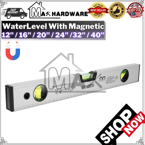 MAGNETIC PROFESSIONAL ALUMINIUM SPIRIT LEVEL RULER MEASURING | Shopee ...