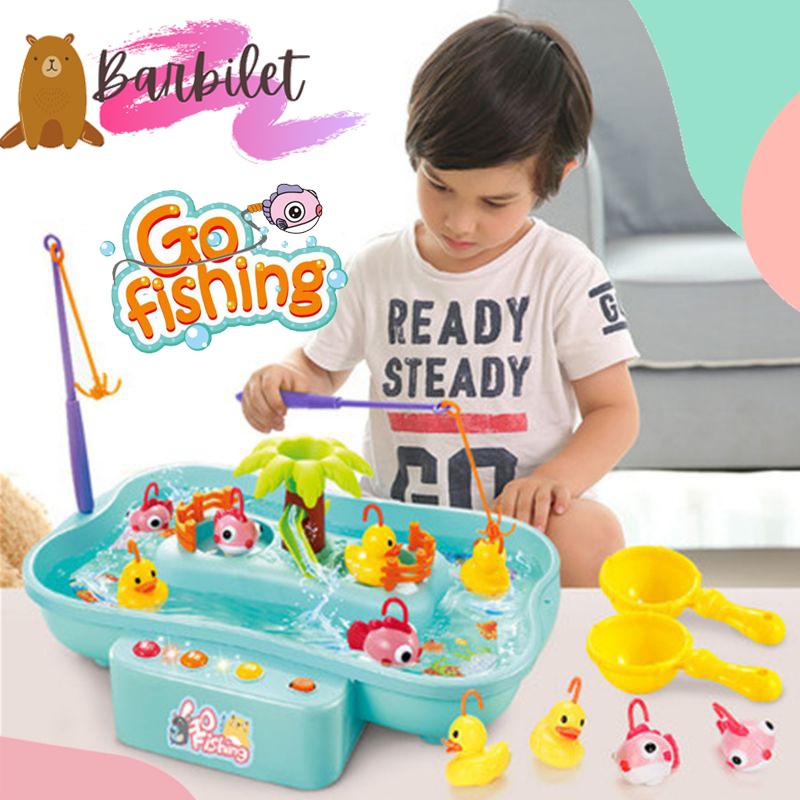 Children Electronic Fishing Pretend Play Toys with Music Fishing Game ...