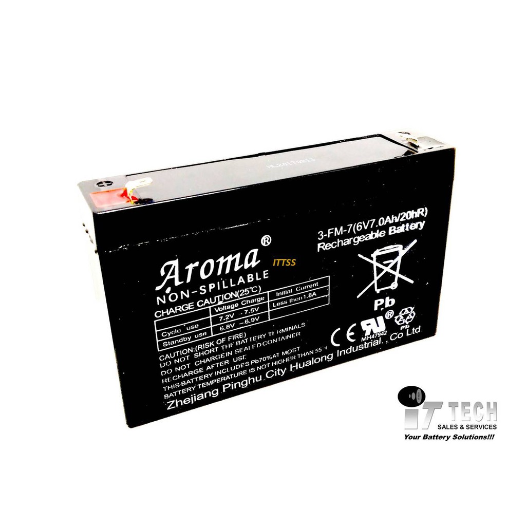 PREMIUM AROMA COMPATIBLE (any Brand ) 6V 7AH Sealed Lead Acid Battery ...