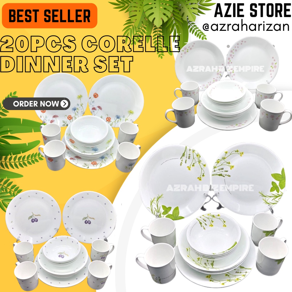 LATEST MODEL! 20PCS CORELLE DINNER SET WITH MUG / SET PINGGAN MAKAN ...