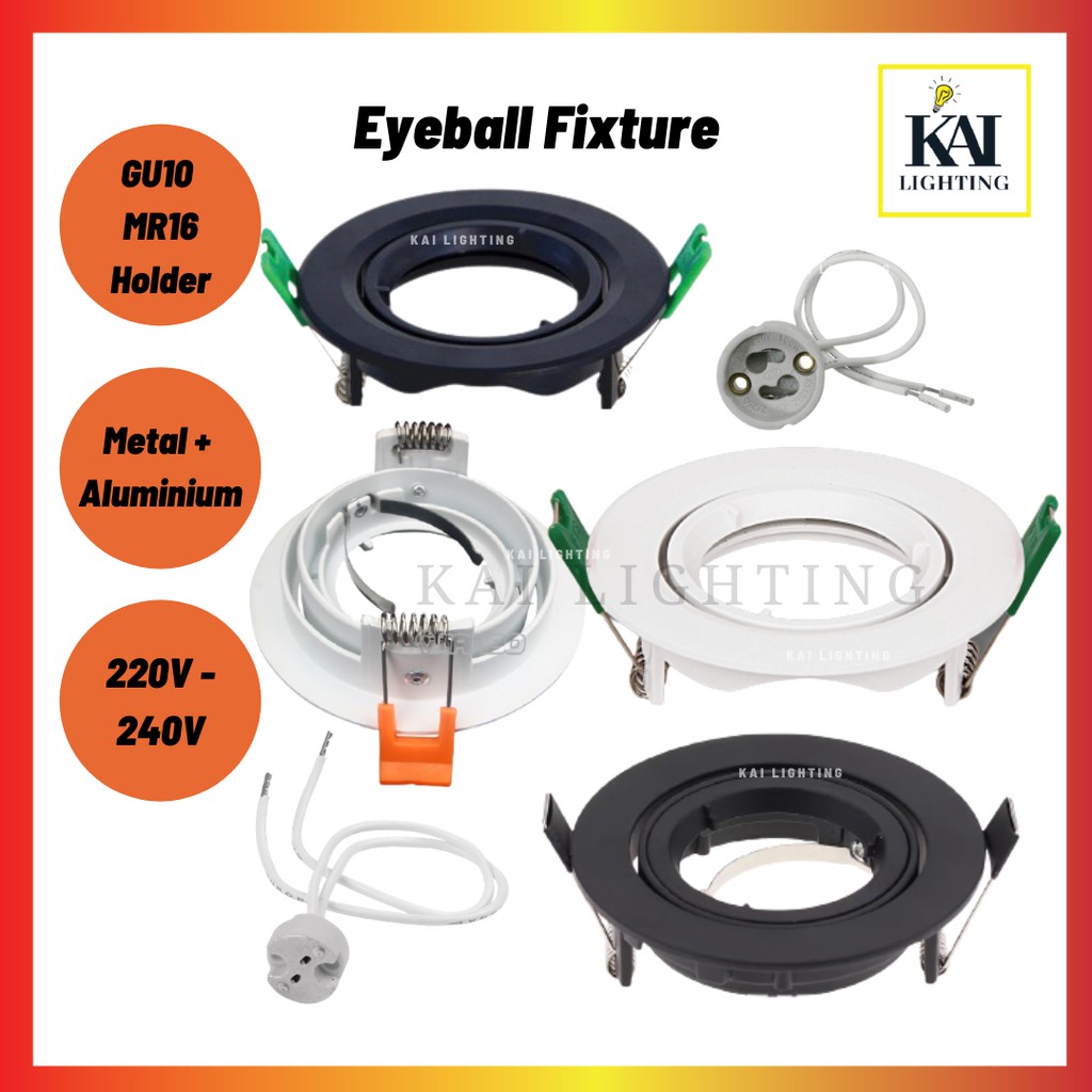 LED GU10 & MR16 Eyeball Fitting/Casing Black/White Downlight Casing ...