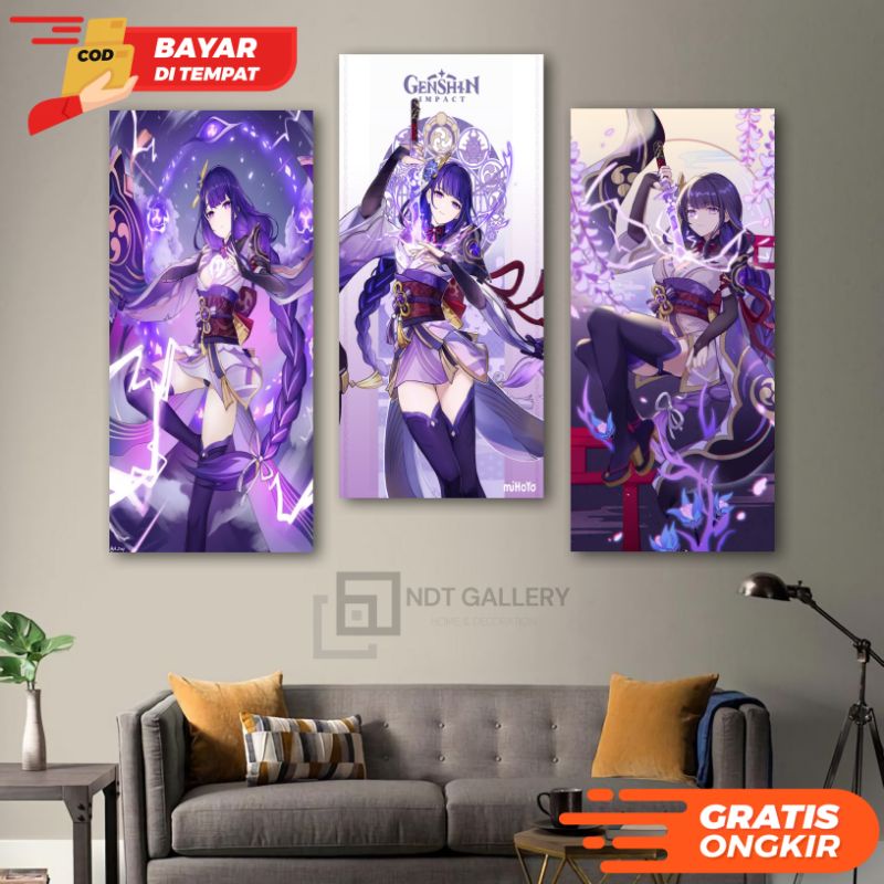 HIASAN DINDING Ndt[15x30] Genshin Impact Wall Decoration Poster Raiden ...