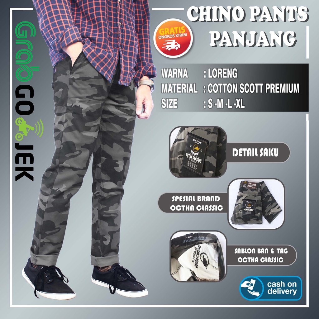 Men's Long Chino Pants - Men's Slimfit Loreng Long Pants Imported ...