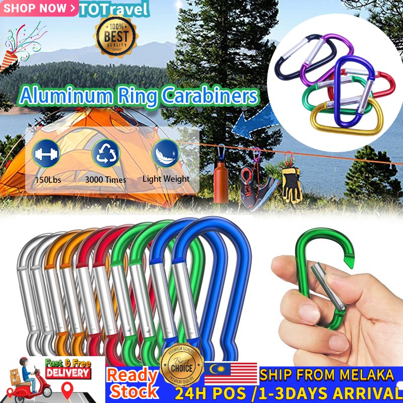 D-Type Lock Camping Hook Carabiner Outdoor Backpack Aluminum Alloy Lock ...