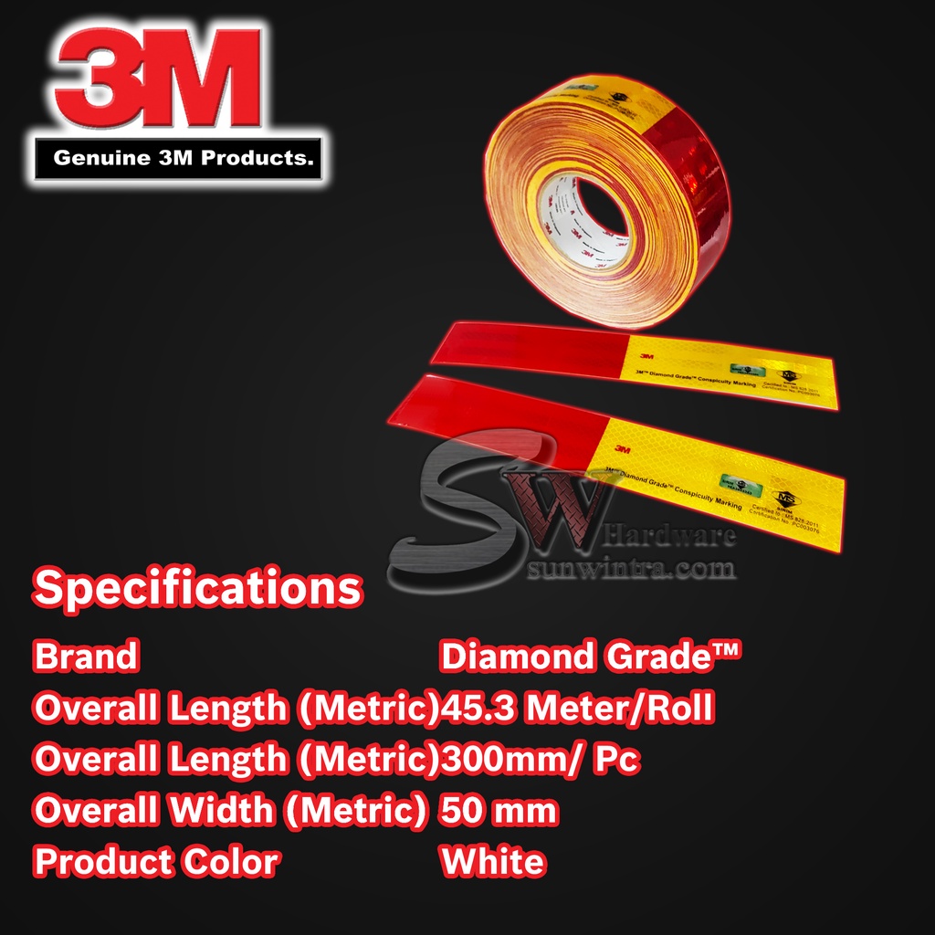 ORIGINAL 3M 2inch x 50 Yard CONSPICUITY MARKING (RED/YELLOW) 50.8mm x ...