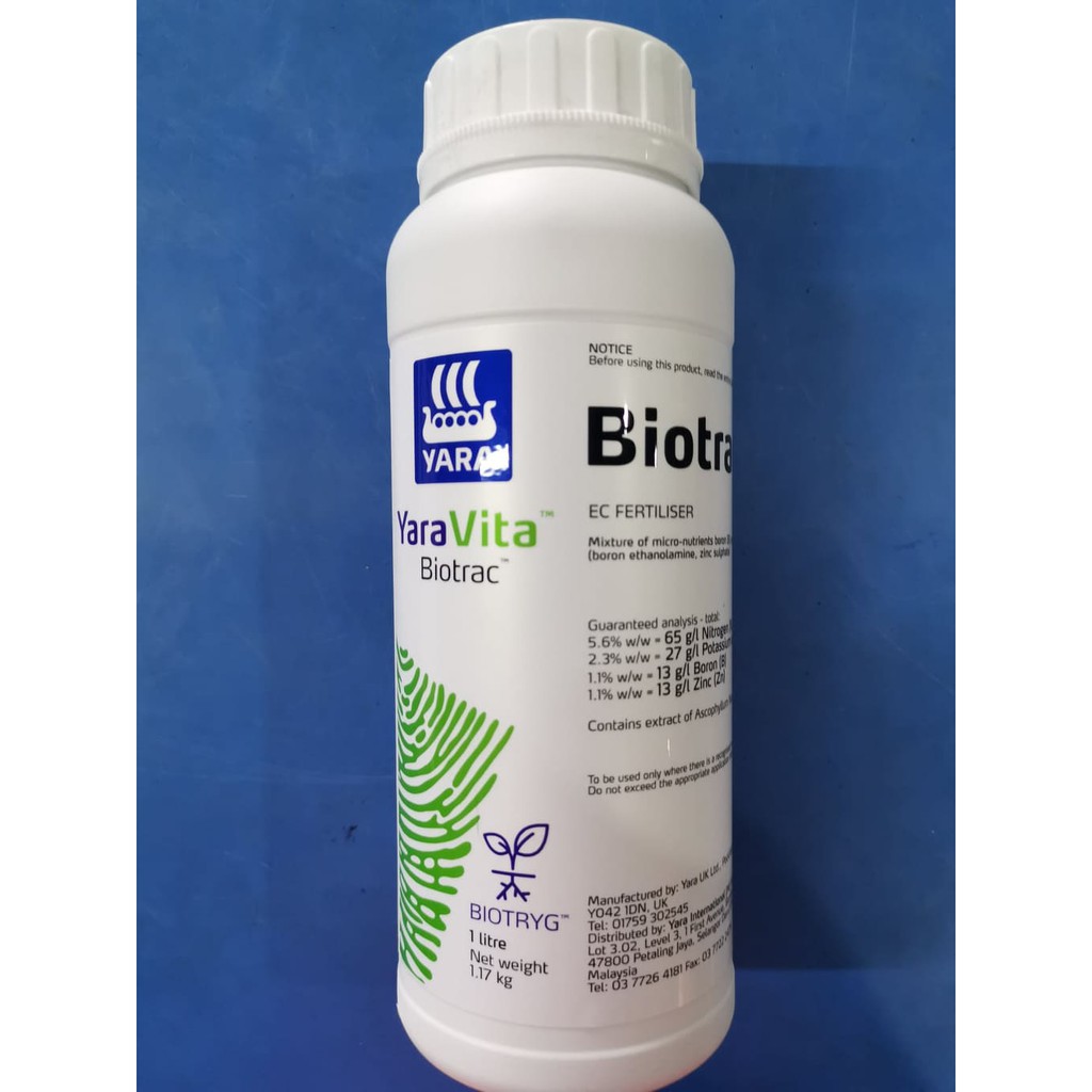 (+-1lit) Baja air YaraVita Biotrac EC fertiliser (5.6%w/w N, 2.3%w/w ...