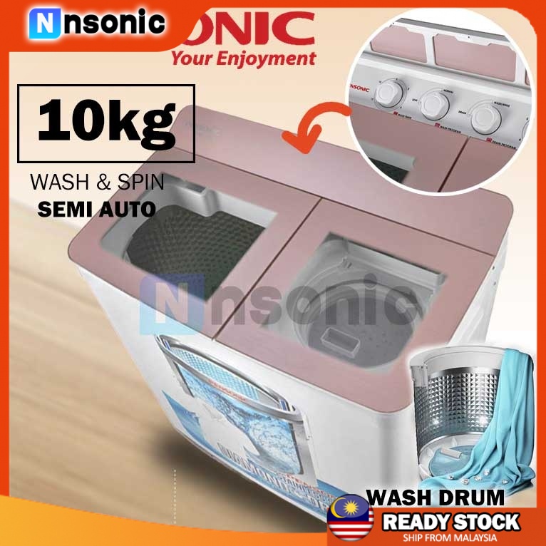Pensonic 10kg Stainless Steel Drum Semi Auto Washing Machine PWS-1005G | Shopee Malaysia